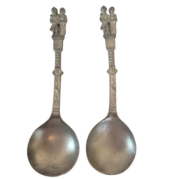 Dining | Pair Vintage Dutch Pewter Wedding Spoon Marriage Pilgrim ...